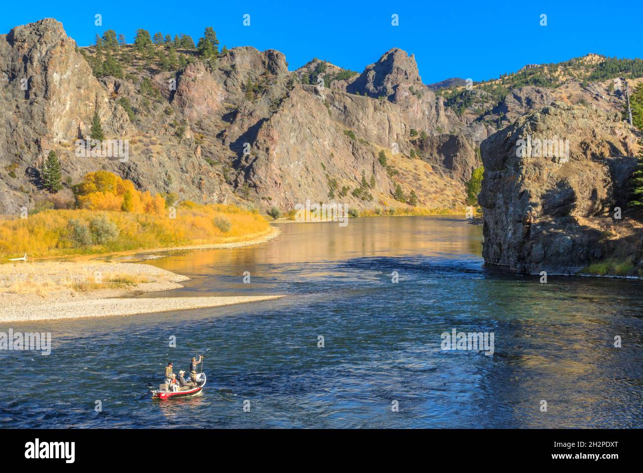 floaters fishing below cliffs and fall colors along the missouri river ...