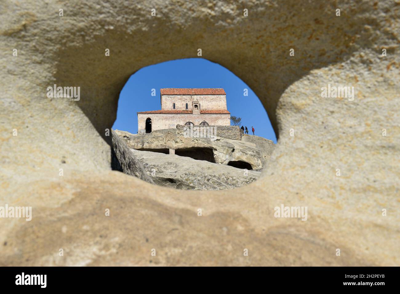 The Uplistsikhe cave complex near Gori, Georgia. Three-nave basilica ...