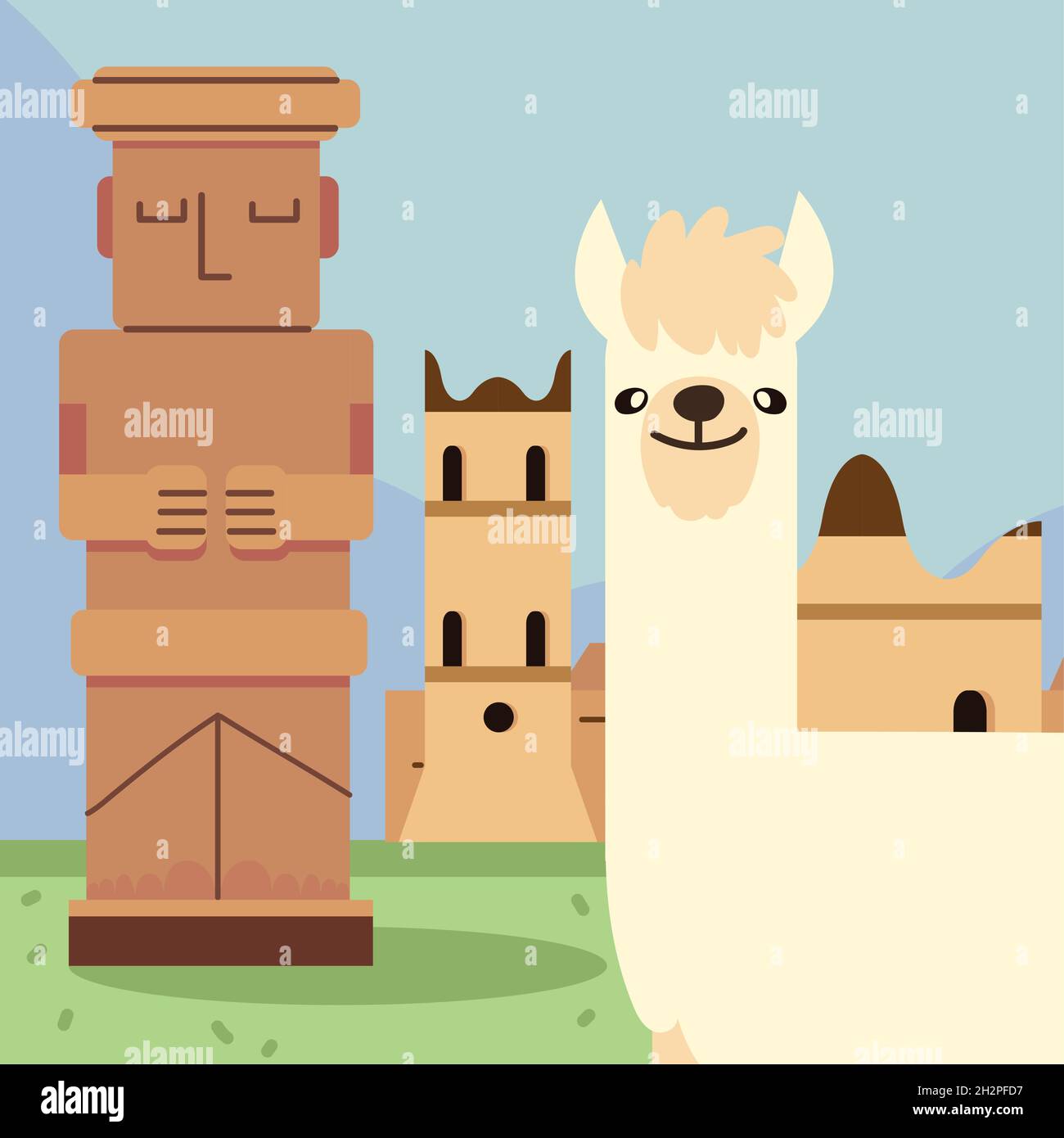 llama statue and church Stock Vector Image & Art - Alamy