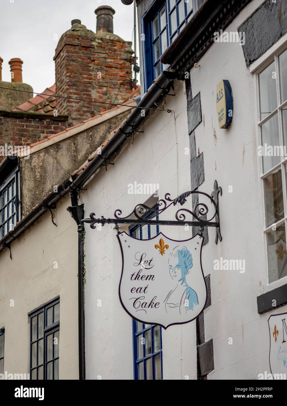 Whitby, Yorkshire, UK – October 20 2021. The advertisement sign on the ...