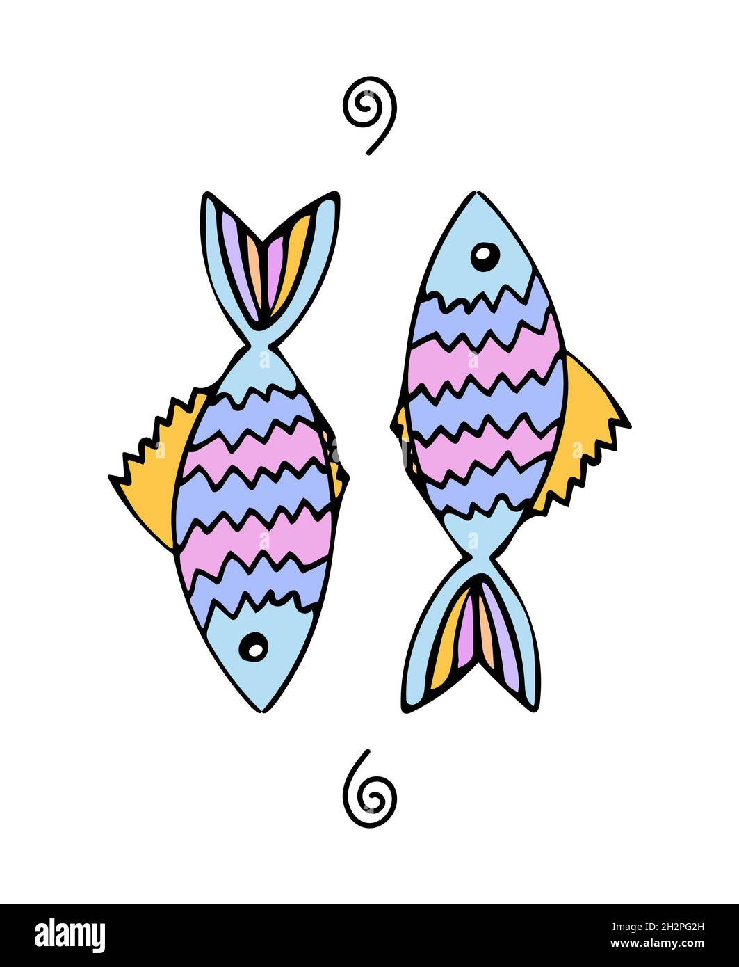 Set of colorful fish blowing wave. Marine set of vector illustrations ...