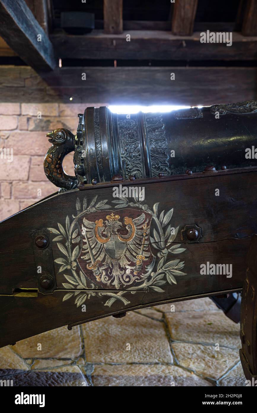 French medieval cannon with beautiful carvings and ornaments Stock ...