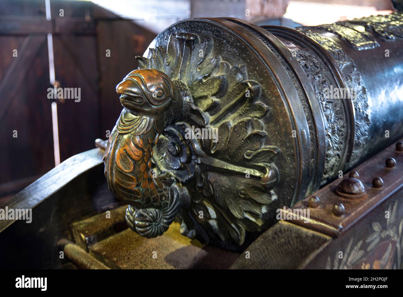 French medieval cannon with beautiful carvings and ornaments Stock ...