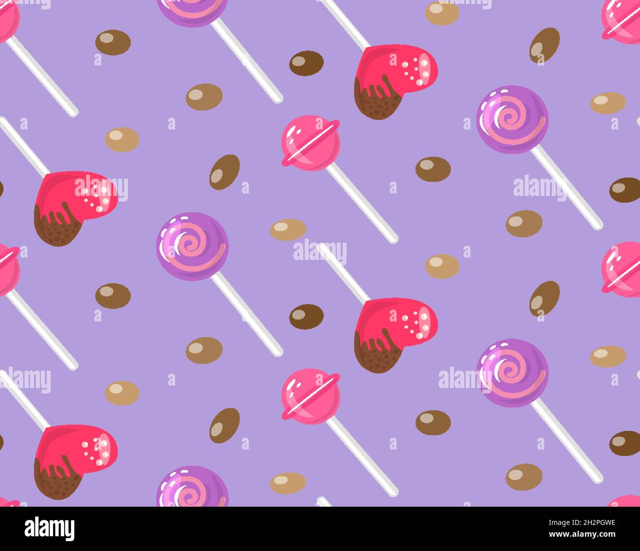 Candy seamless pattern purple background with colorful sweets ...