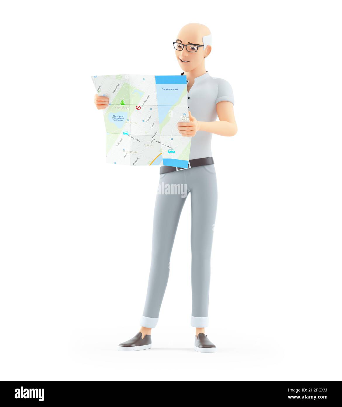 Cartoon illustration man searching map Cut Out Stock Images & Pictures ...