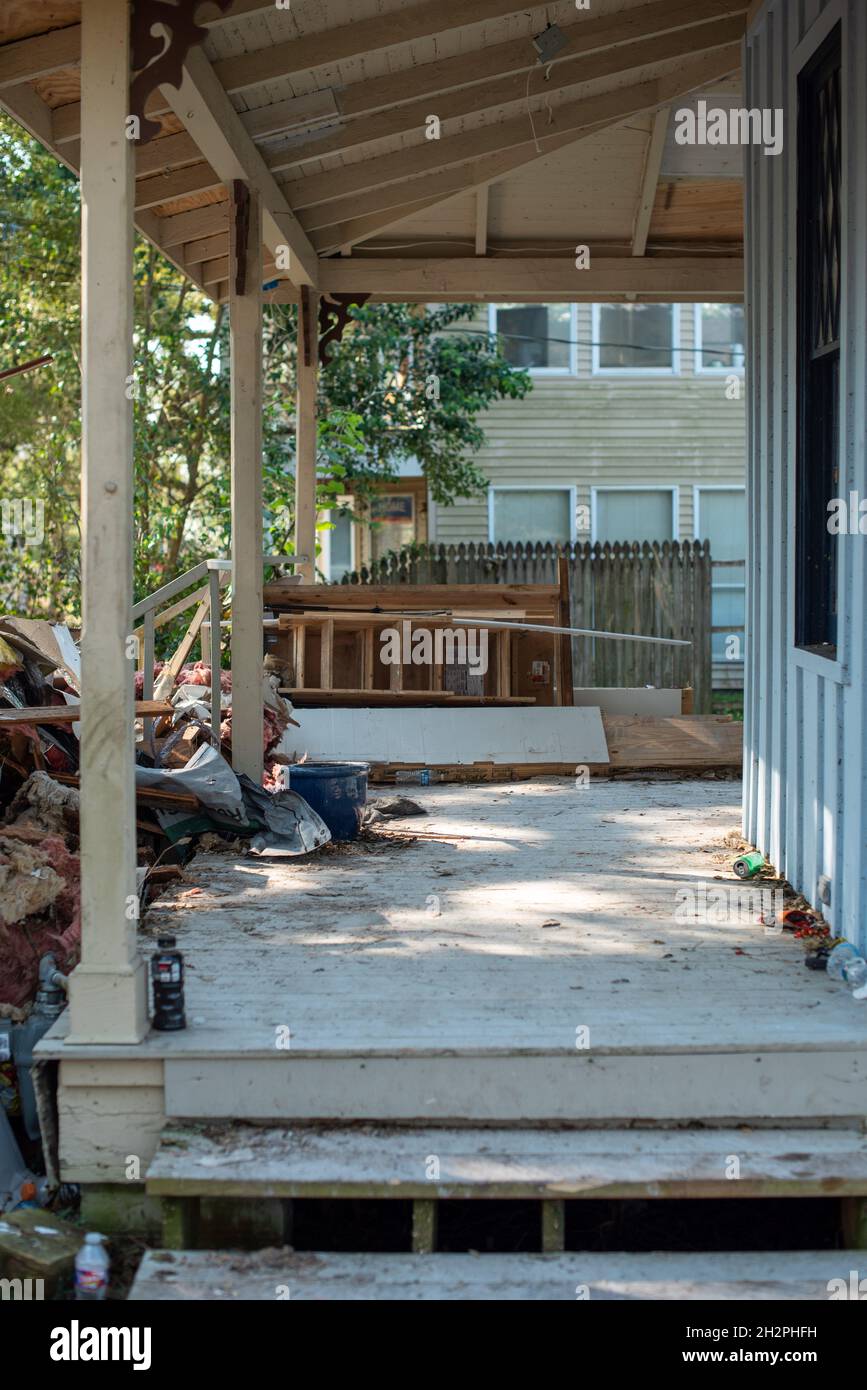 Messy destroyed house after a natural disaster Stock Photo - Alamy