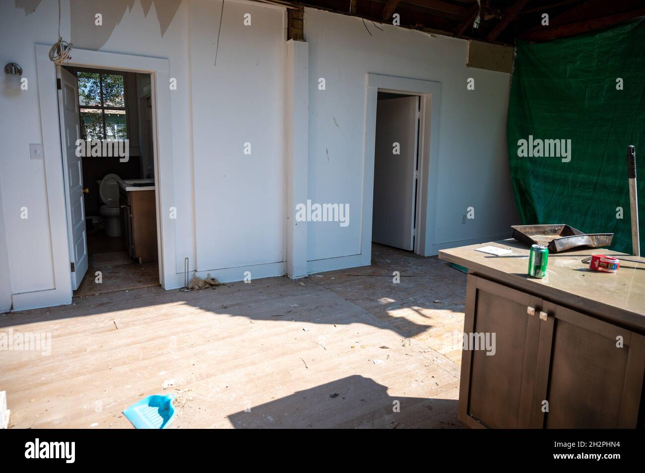 Messy destroyed house after a natural disaster Stock Photo - Alamy
