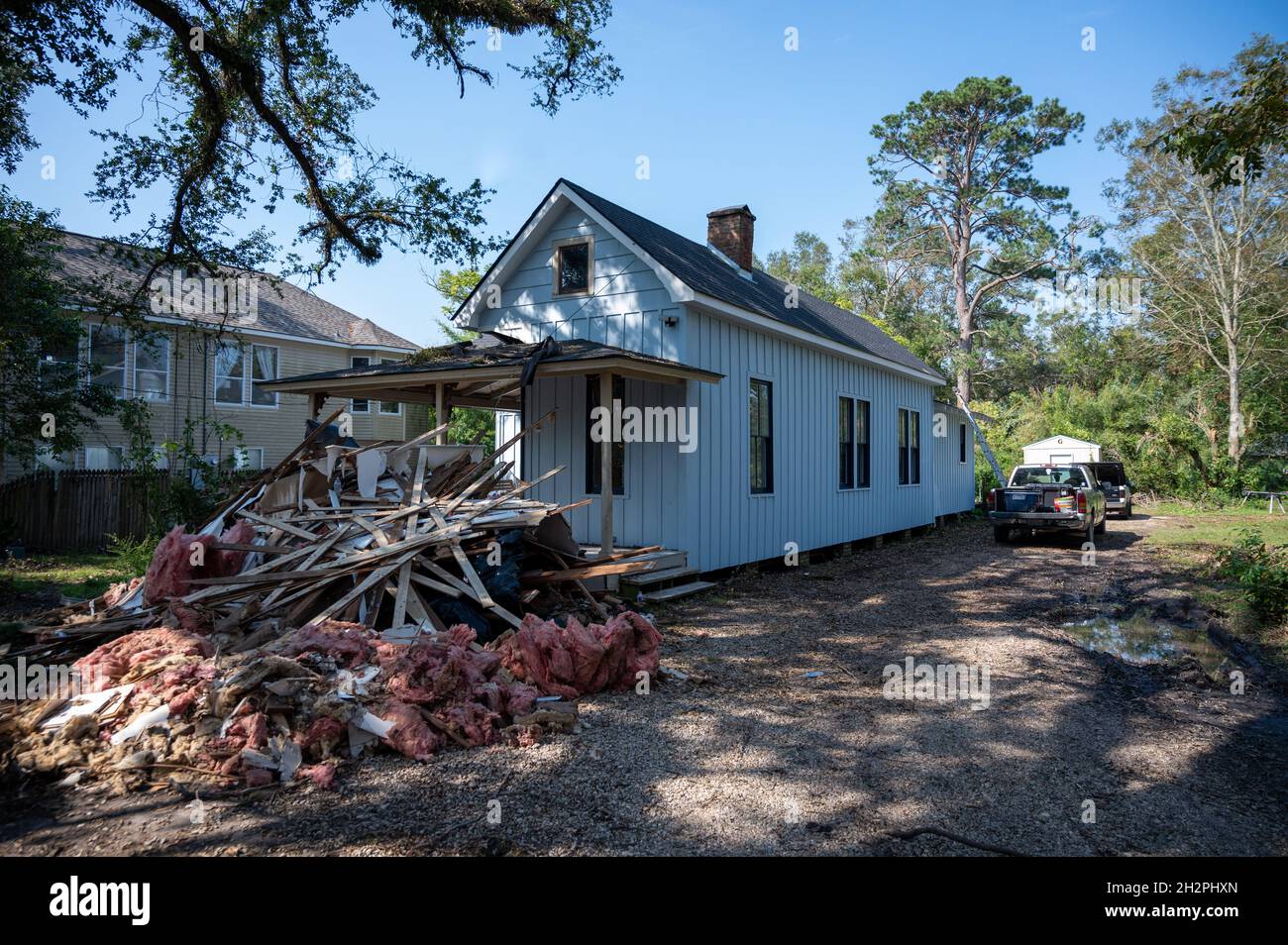 Messy destroyed house after a natural disaster Stock Photo - Alamy