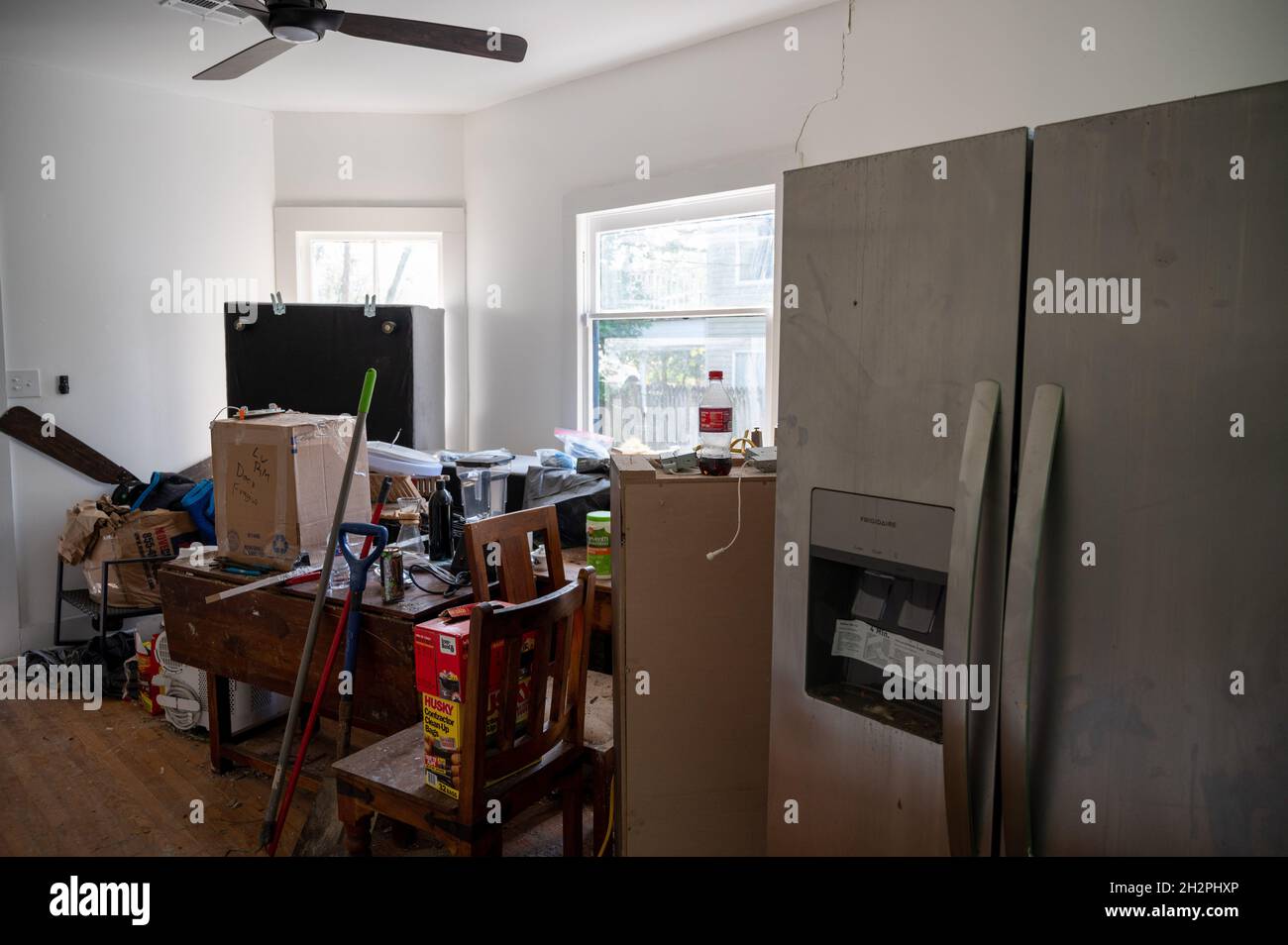 Messy destroyed house after a natural disaster Stock Photo - Alamy