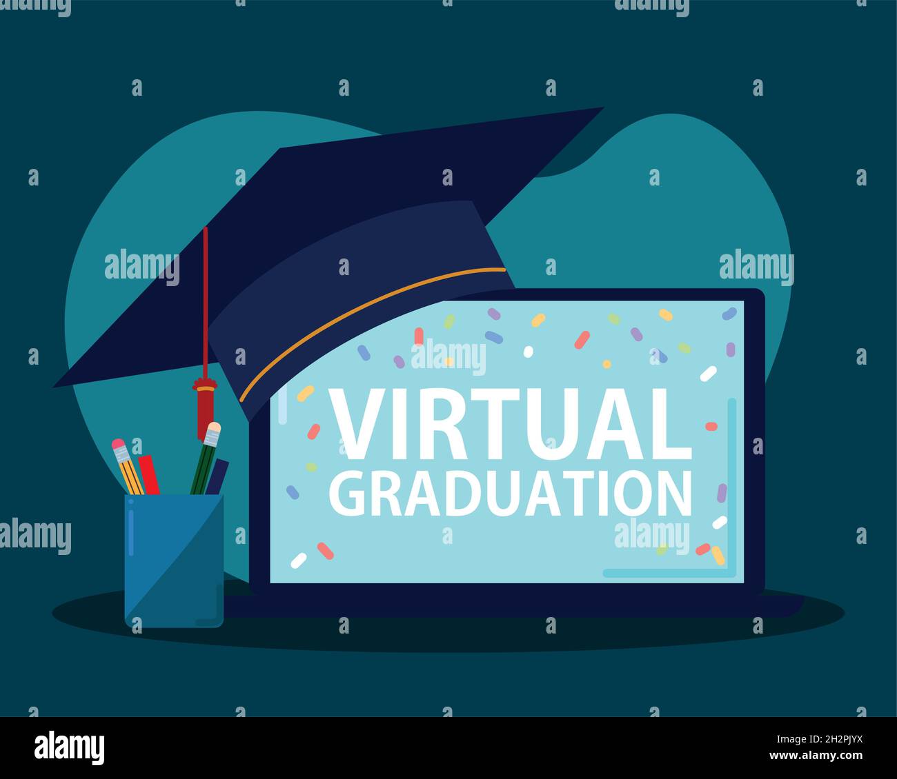 virtual graduation with laptop Stock Vector Image & Art - Alamy