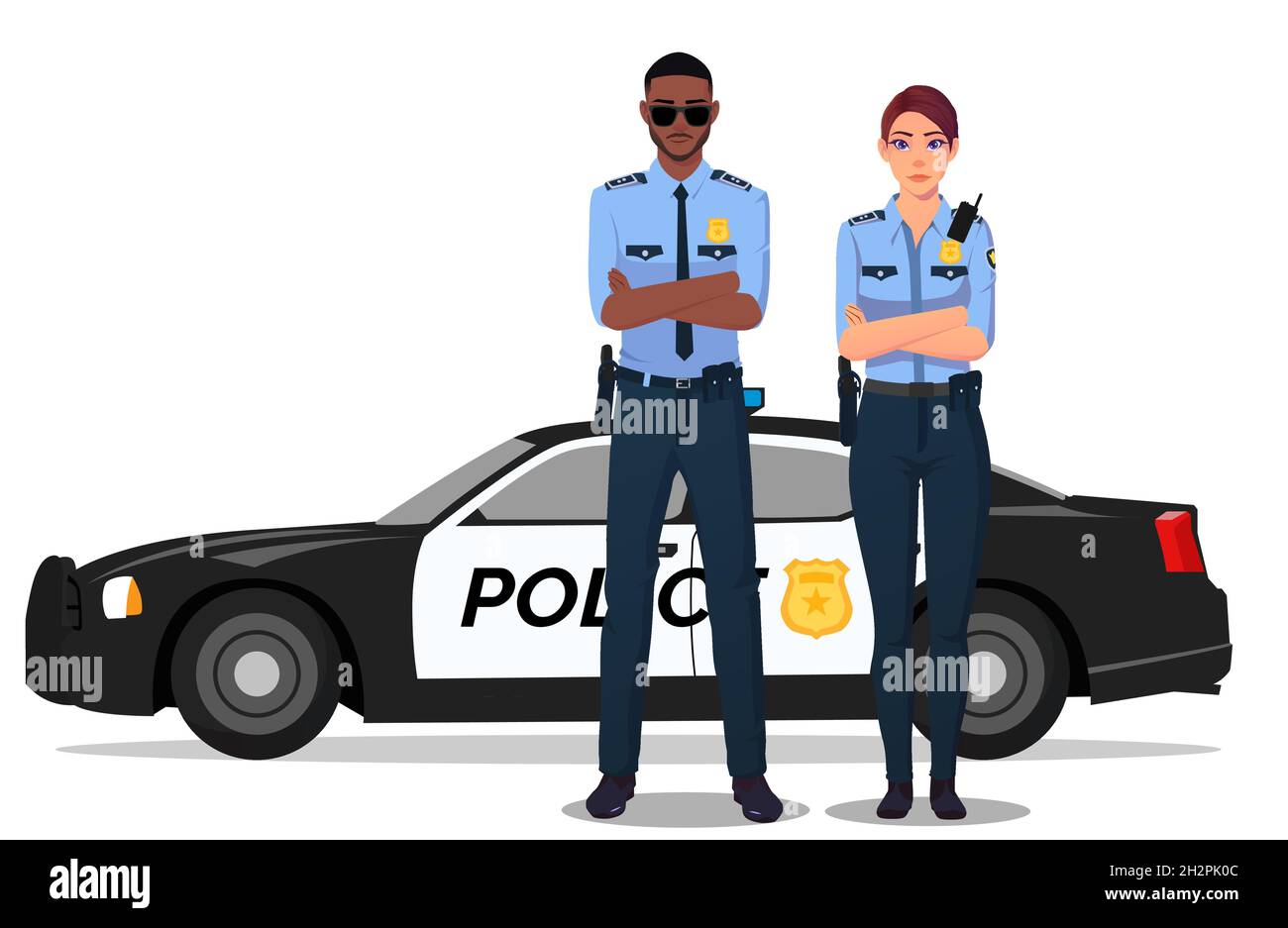 Man standing next police Cut Out Stock Images & Pictures - Alamy