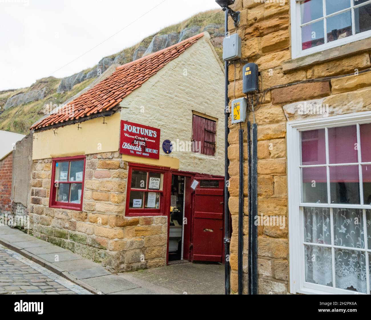 Whitby, Yorkshire, UK – October 18 2021. Fortunes kipper smoke house ...