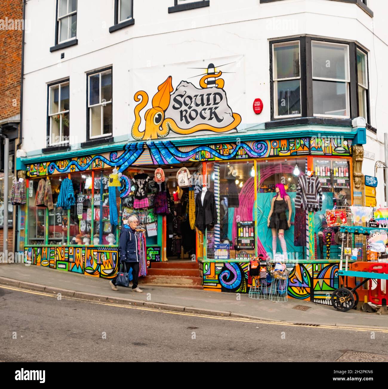 Whitby, Yorkshire, UK – October 18 2021. The exterior of the Squid Rock ...