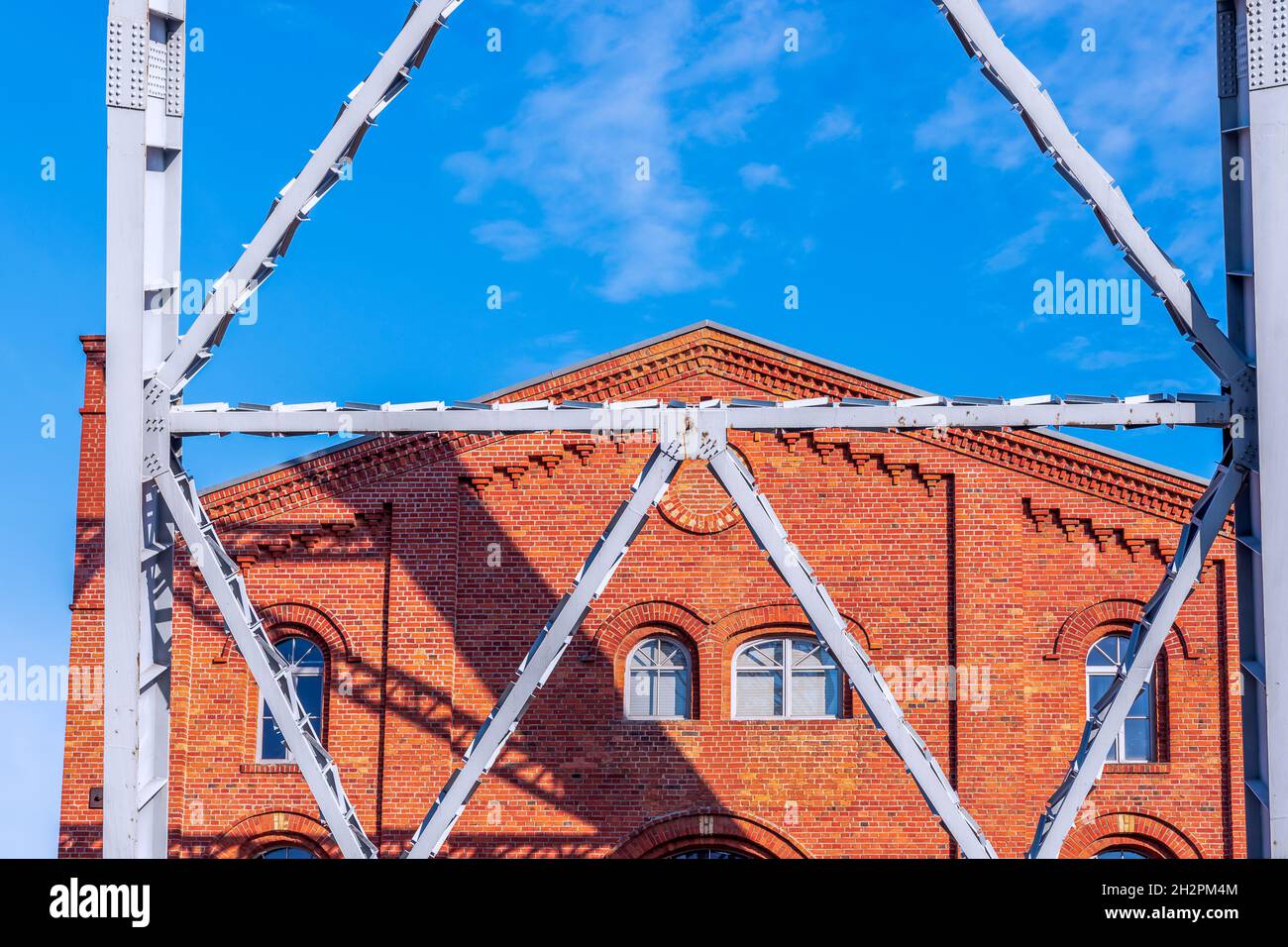 Historical, brick building of the engine room in former coal mine ...