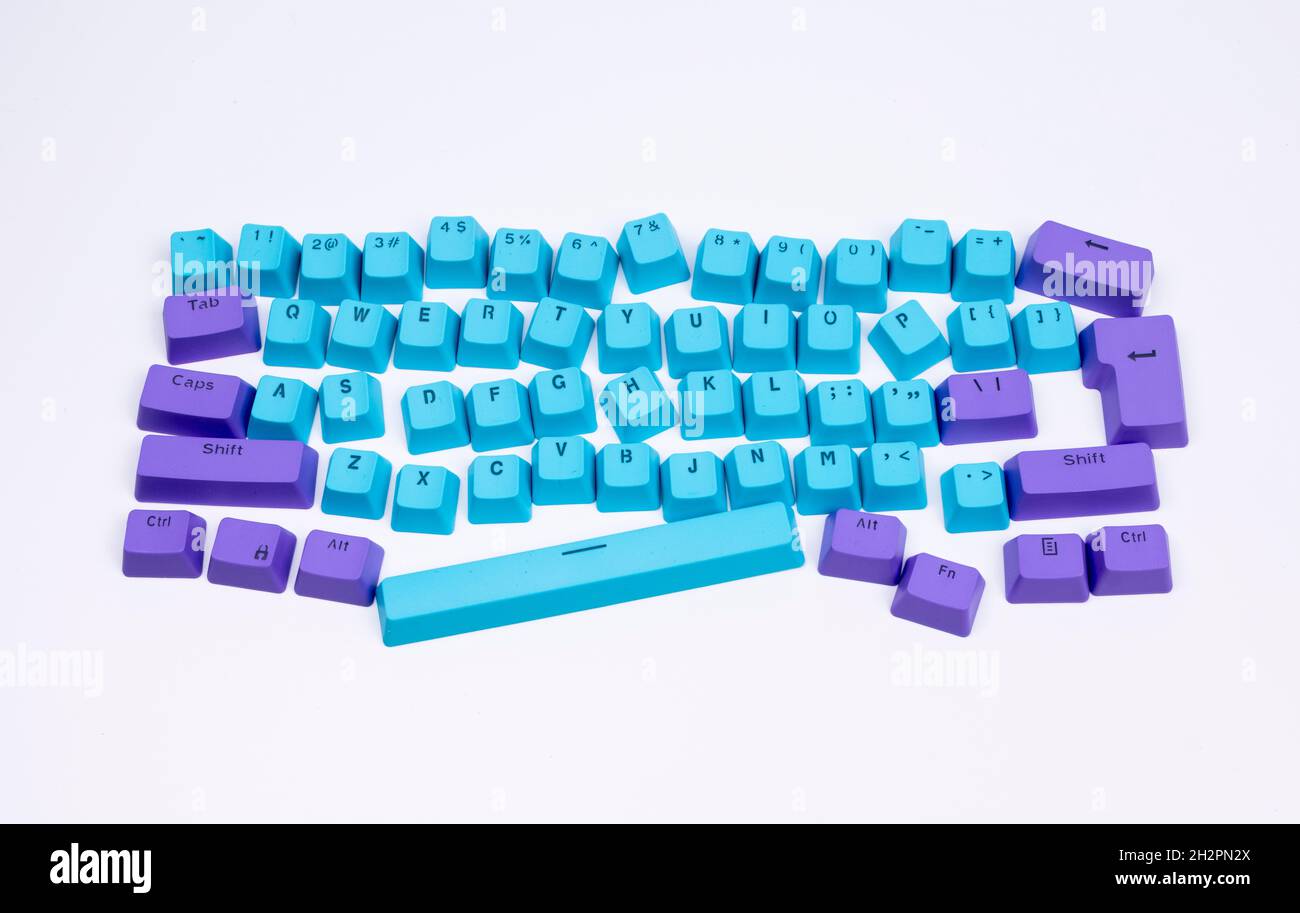Losse computer keyboard keys moving around Stock Photo - Alamy