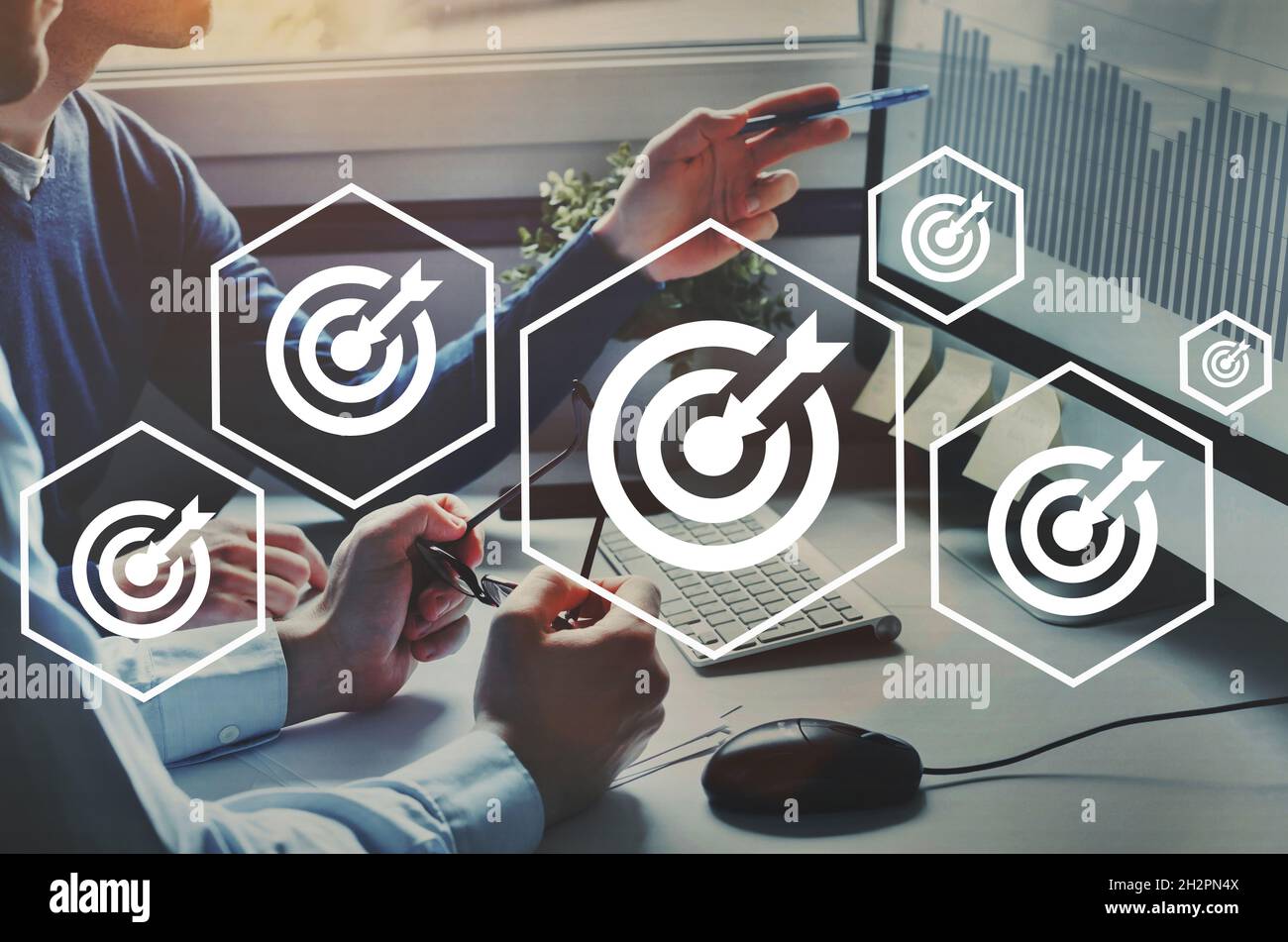 goals in business, target or aim for company, corporate strategy ...