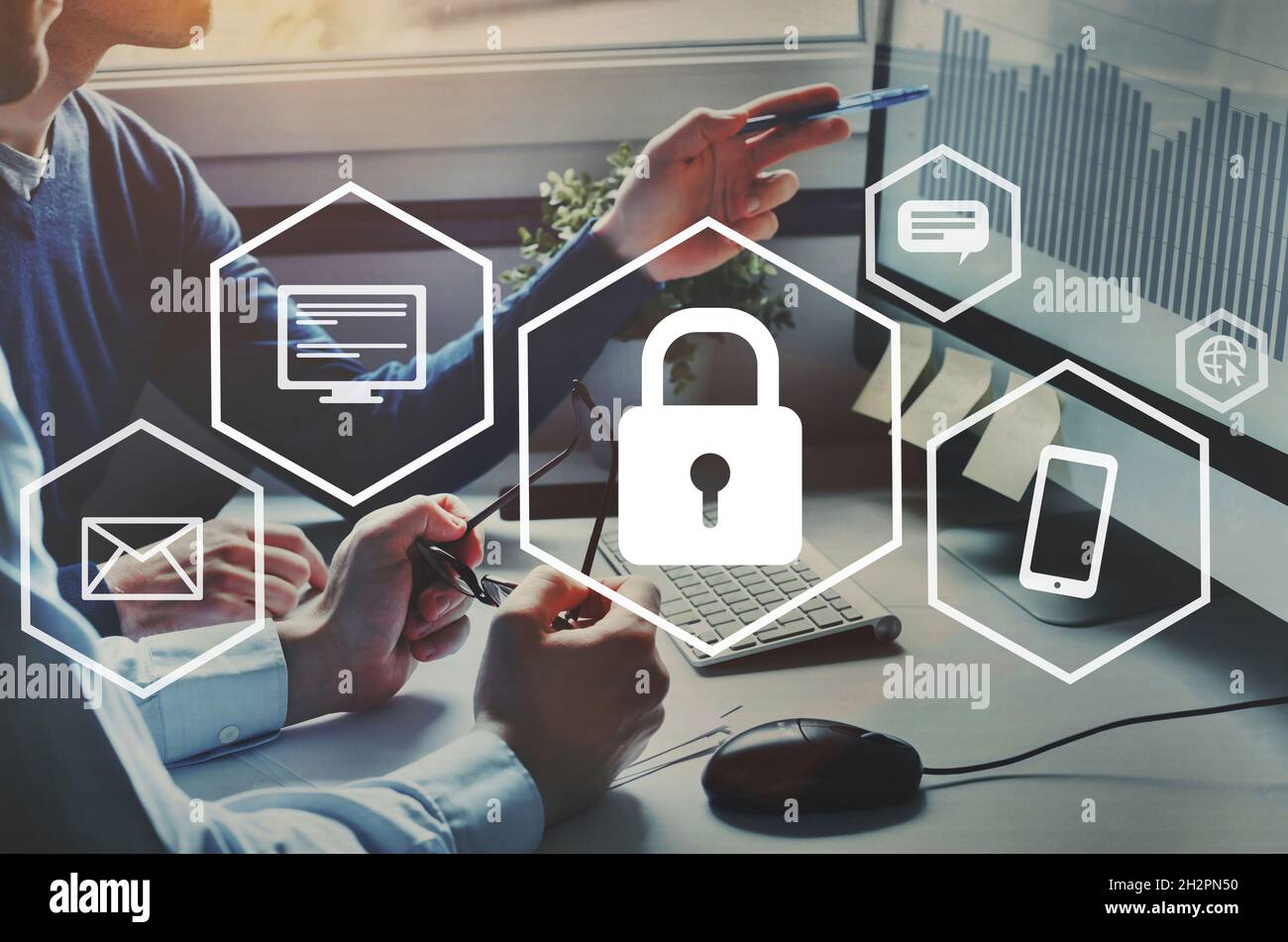 privacy, information leak and cybersecurity concept, protection of ...