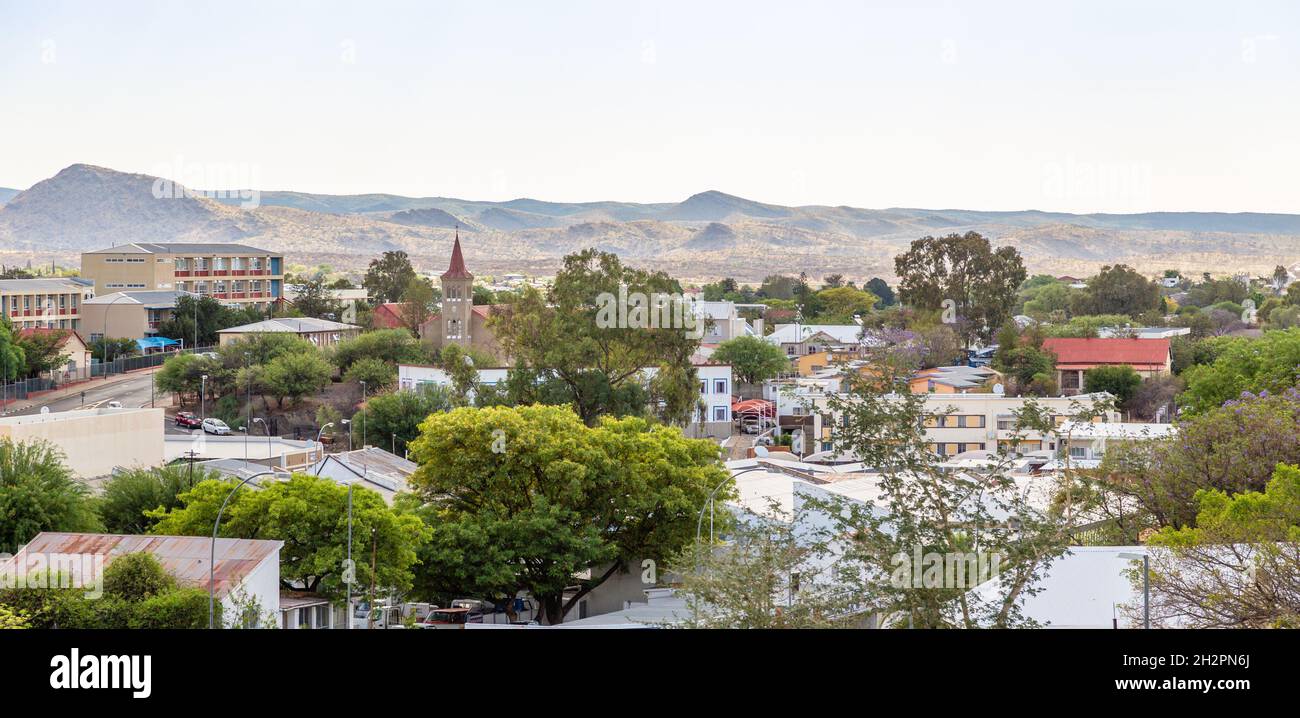 Windhoek city suburbs panorama and mountains in the background ...