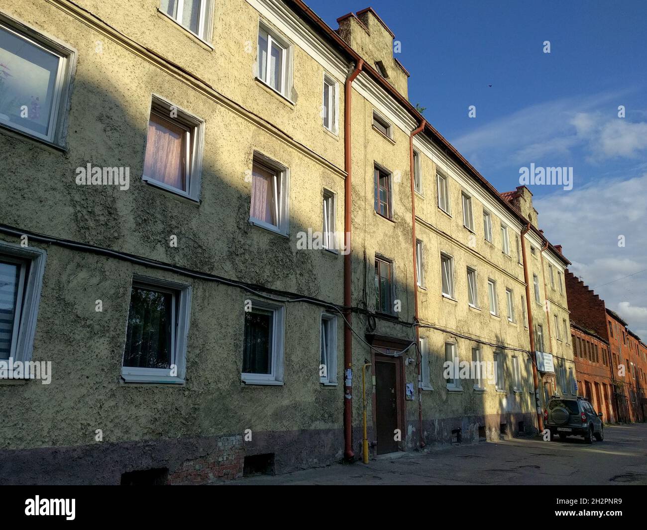 Kaliningrad, Russia - July 30 2019: exterior view of dilapidated ...