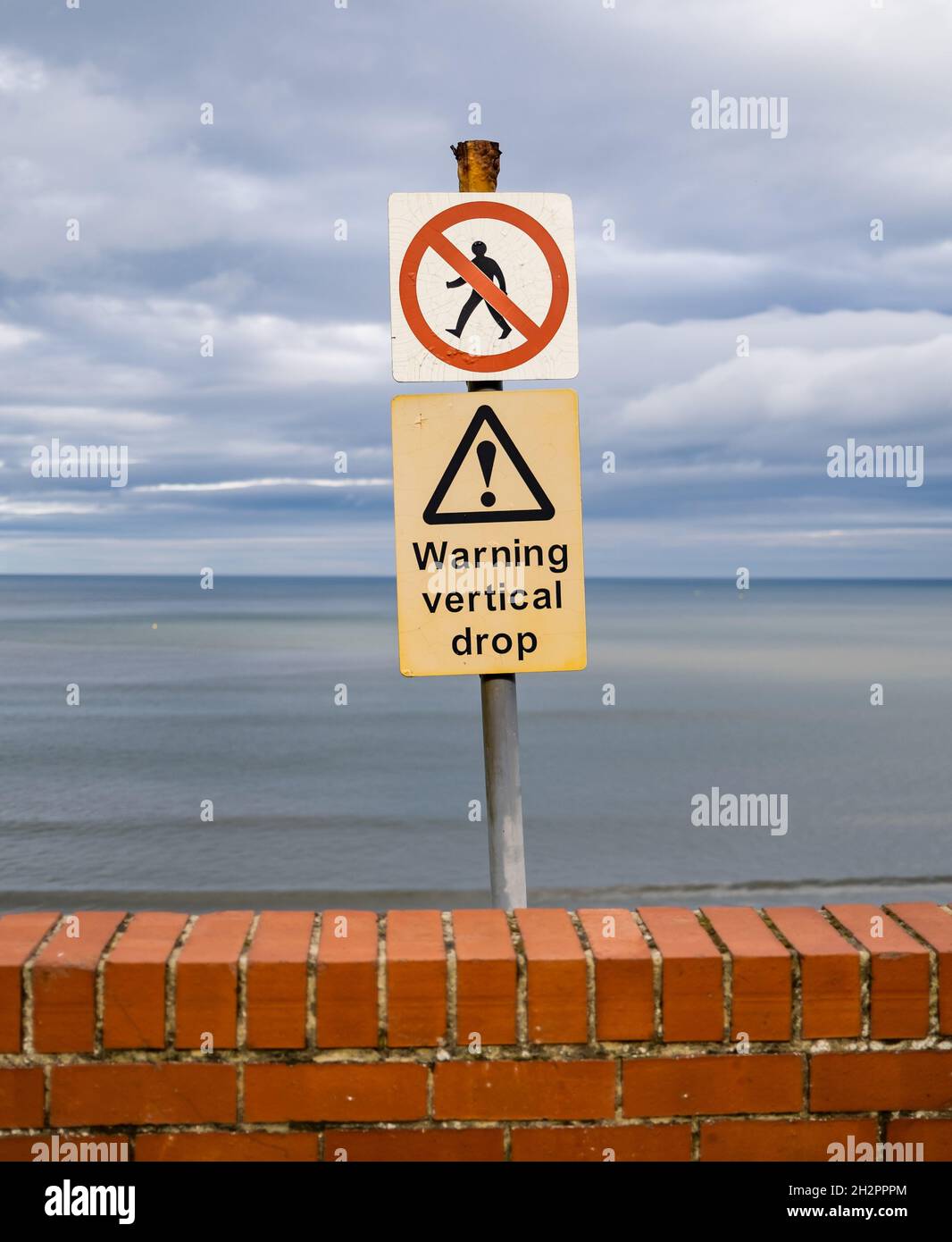 Whitby, North Yorkshire, UK – October 17 2021. No access sign warning ...