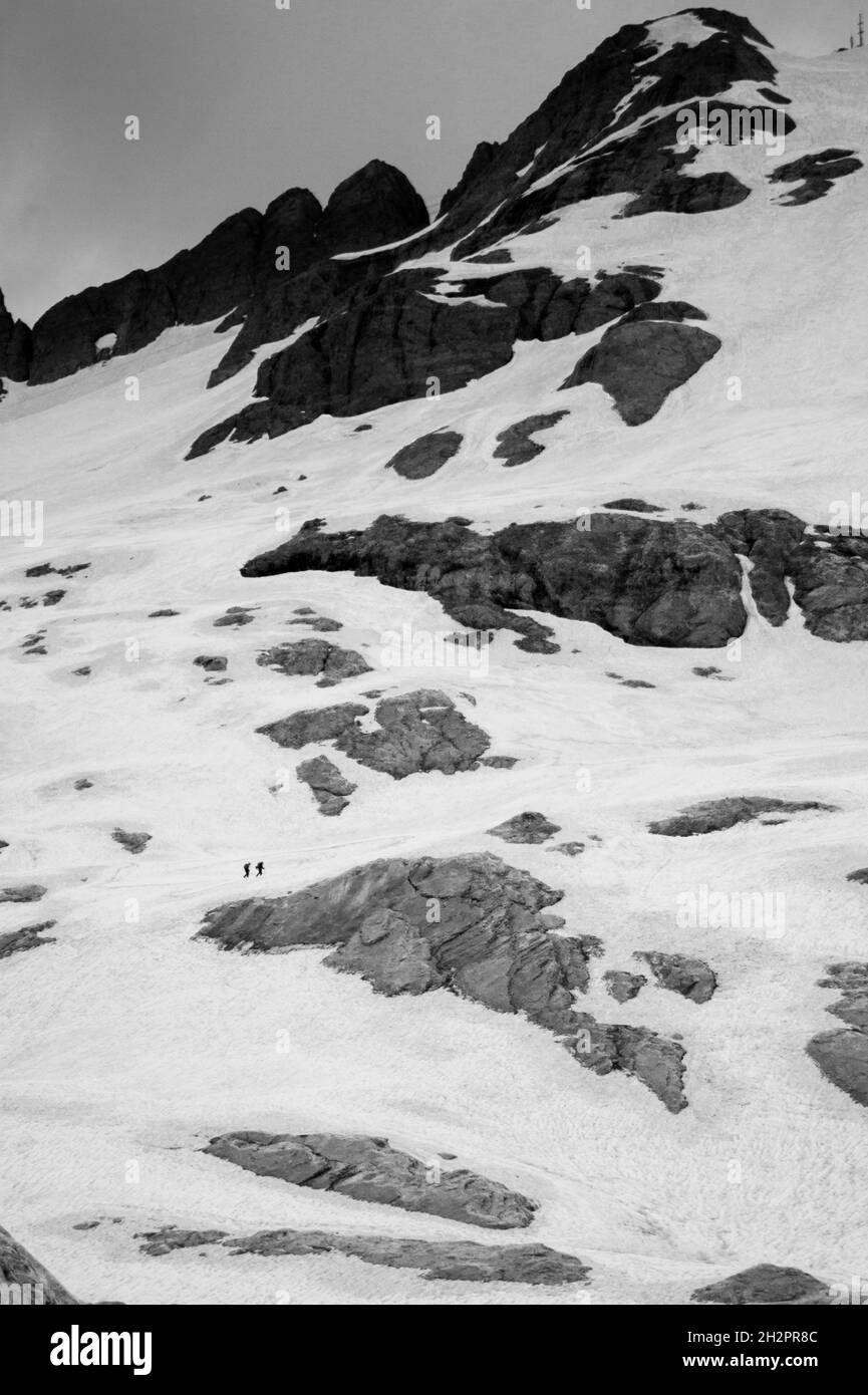 Hiking in the italian alps Black and White Stock Photos & Images - Alamy