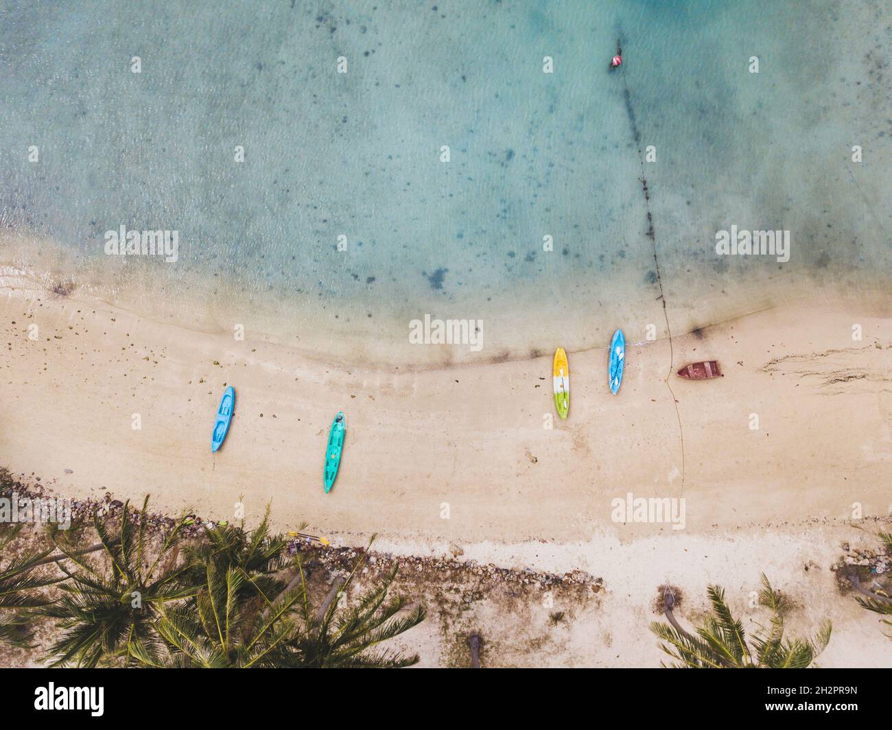 aerial view of beautiful tropical island beach, top down landscape with ...