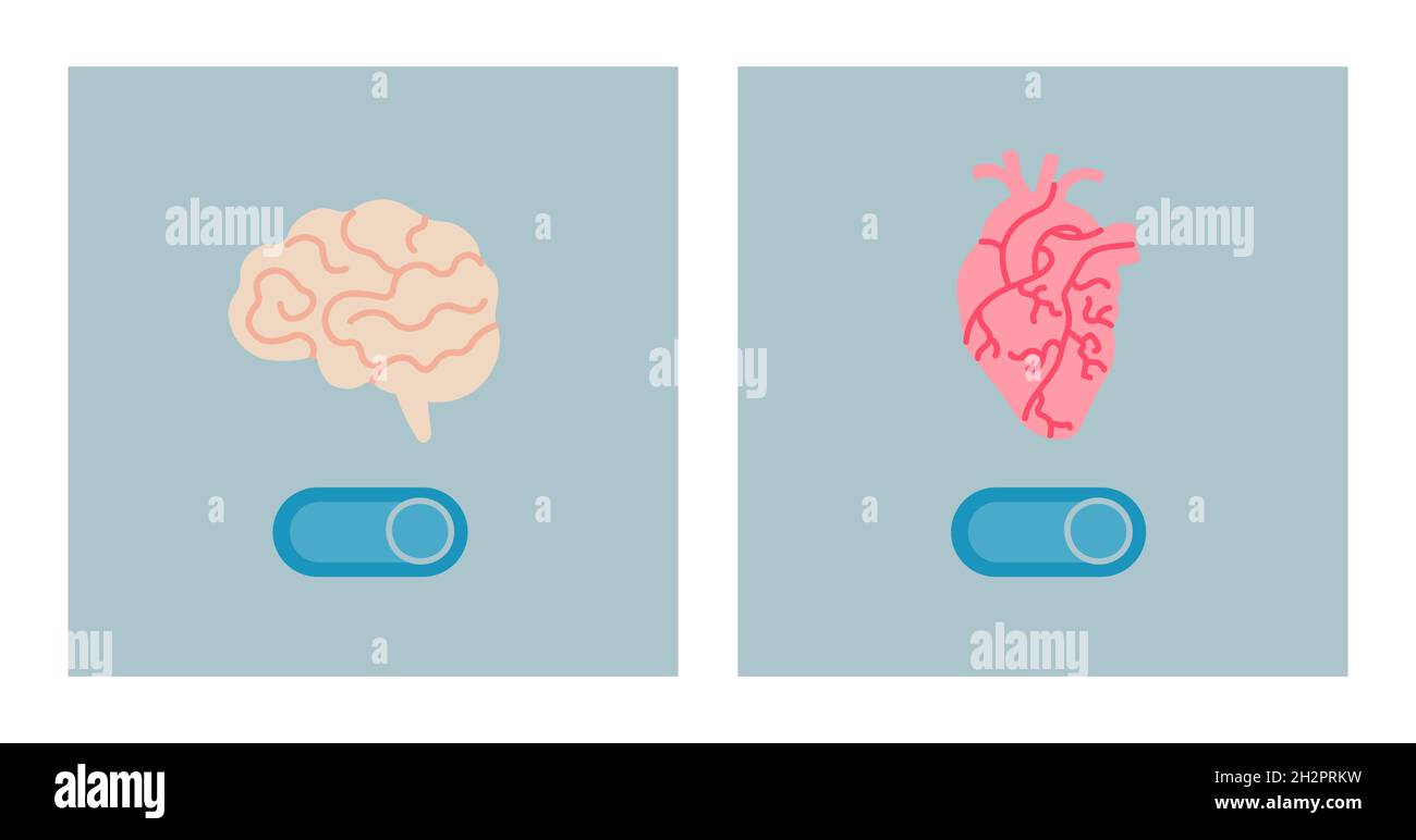 Heart and brain with a switch Stock Vector Image & Art - Alamy