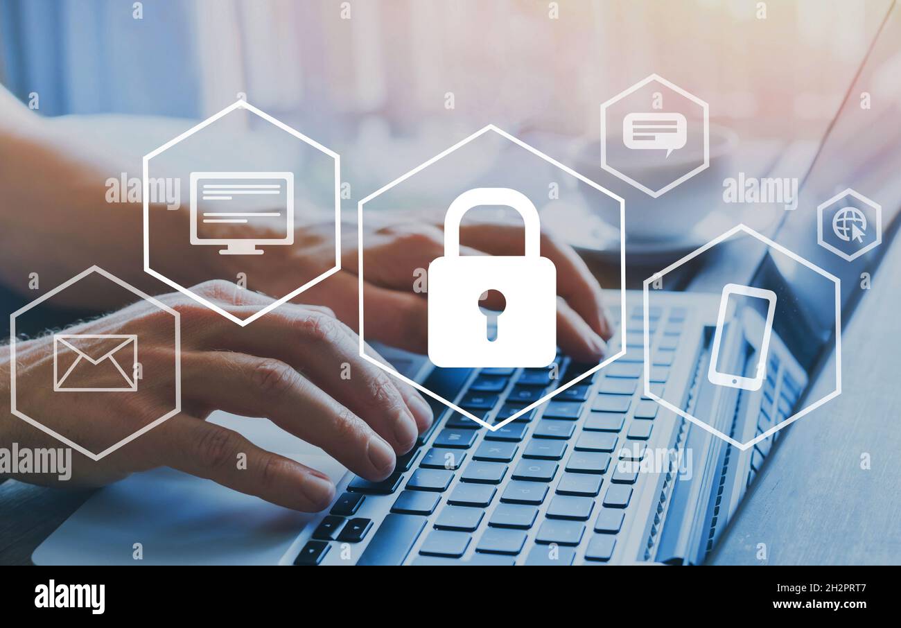 cyber security online, cybersecurity concept on internet, user writing ...