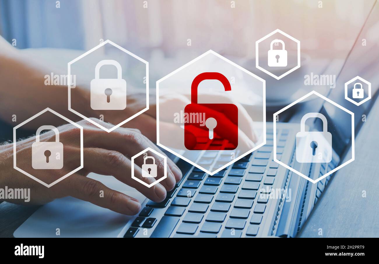 hacker attack and data breach, cybersecurity, information protection ...