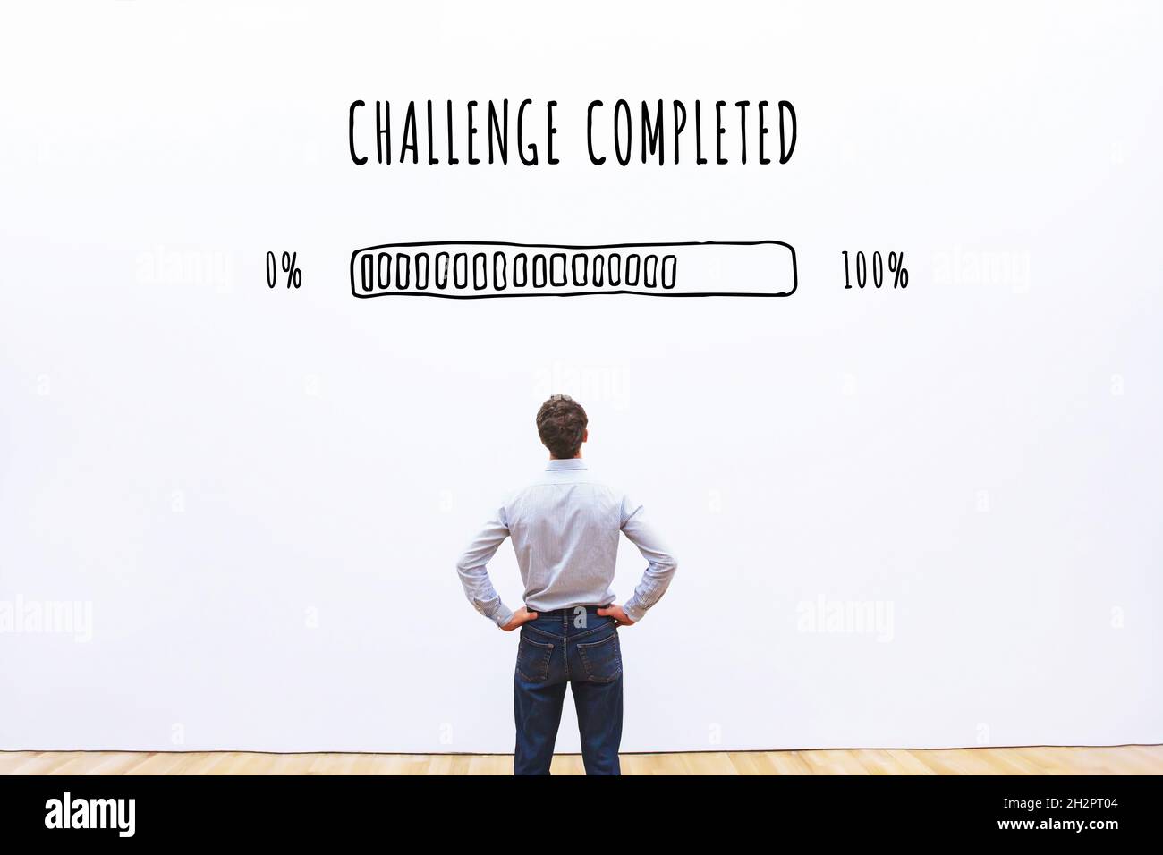 challenge completed progress loading bar, concept of achievement ...