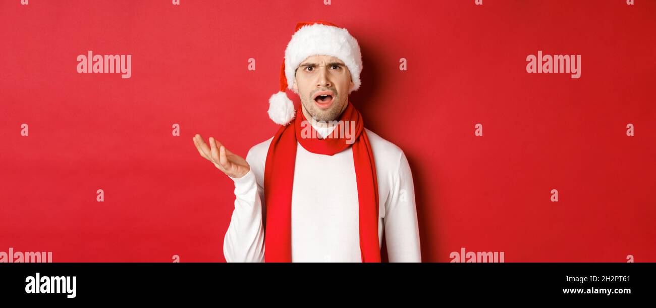 Concept of christmas, winter holidays and celebration. Portrait of ...