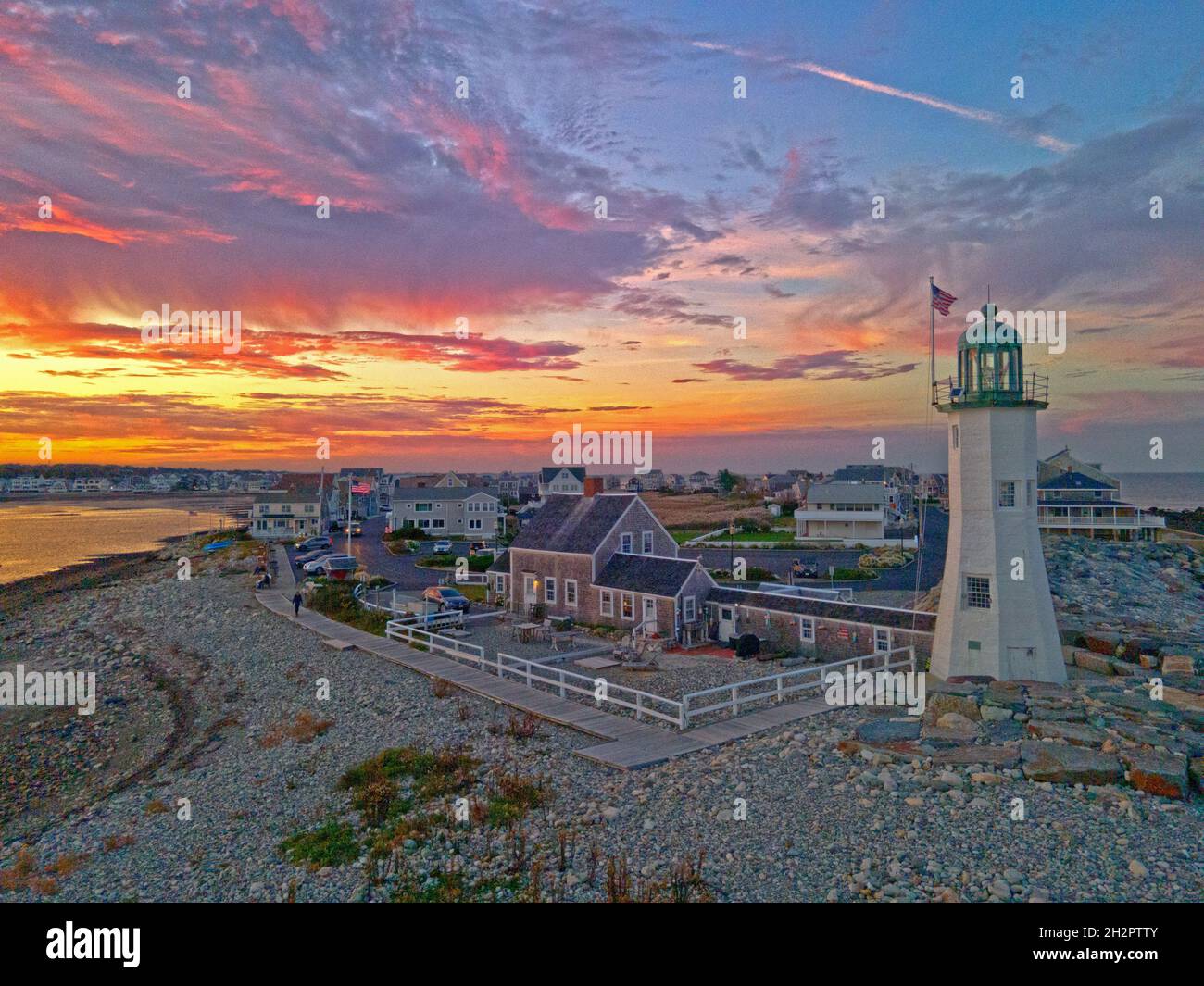Scituate Lighthouse in a spectacular sunset setting at Scituate ...