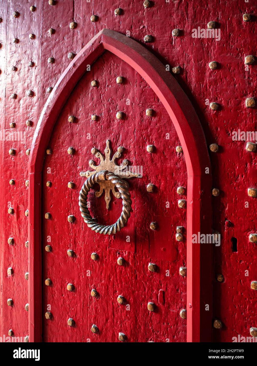 GOTHIC RED STUDDED DOOR & KNOCKER Ancient Studded Door Gothic historic ...