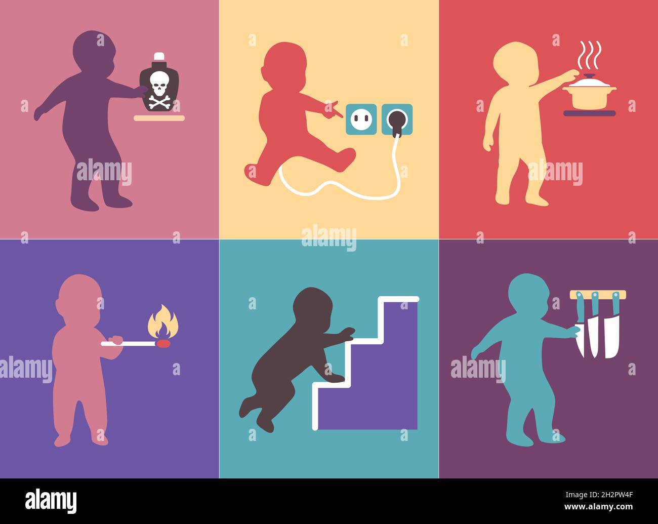 Baby safety. dangers at home. vector illustration Stock Vector Image ...