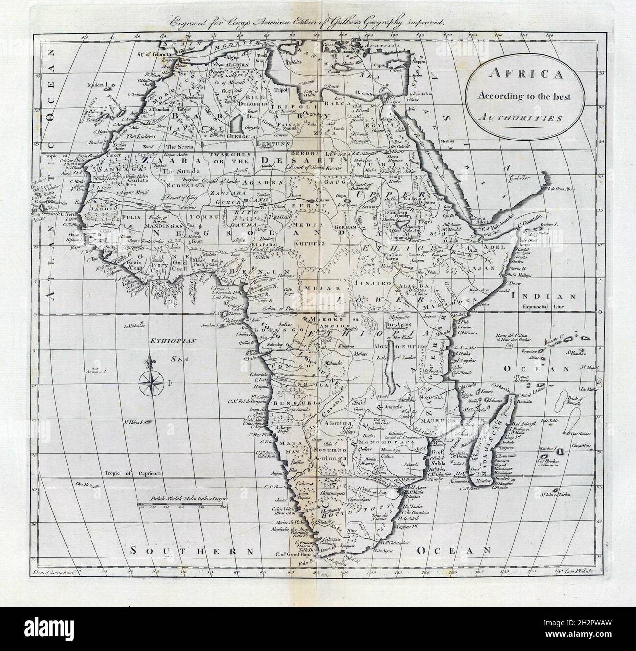 Illustration of the old 19th-century map of Africa Stock Photo - Alamy