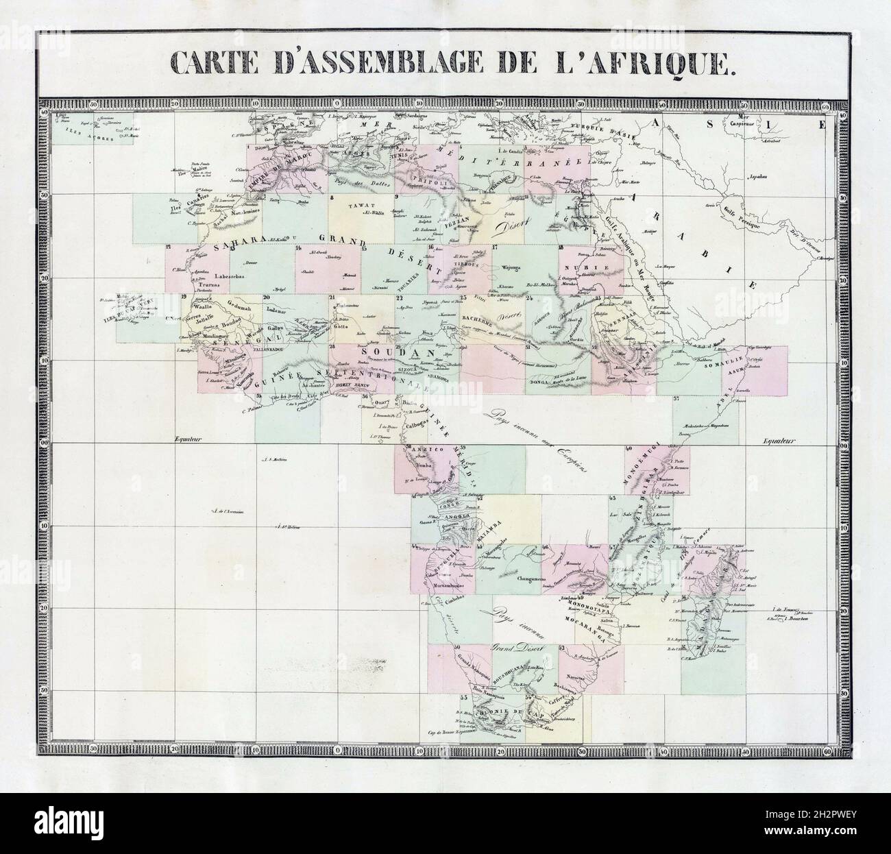 Illustration of the old 19th-century map of Africa Stock Photo - Alamy