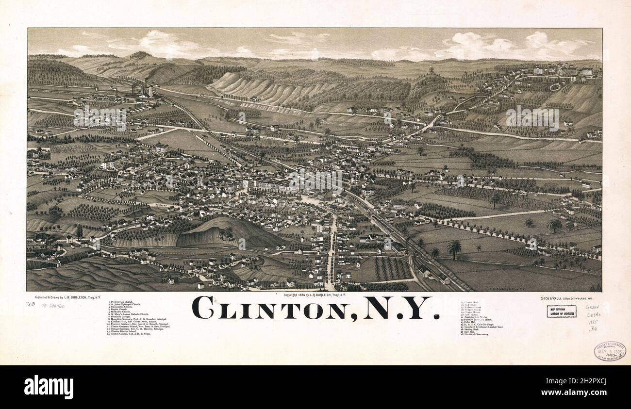 Illustration of a 19th century engraving of the Clinton village in ...