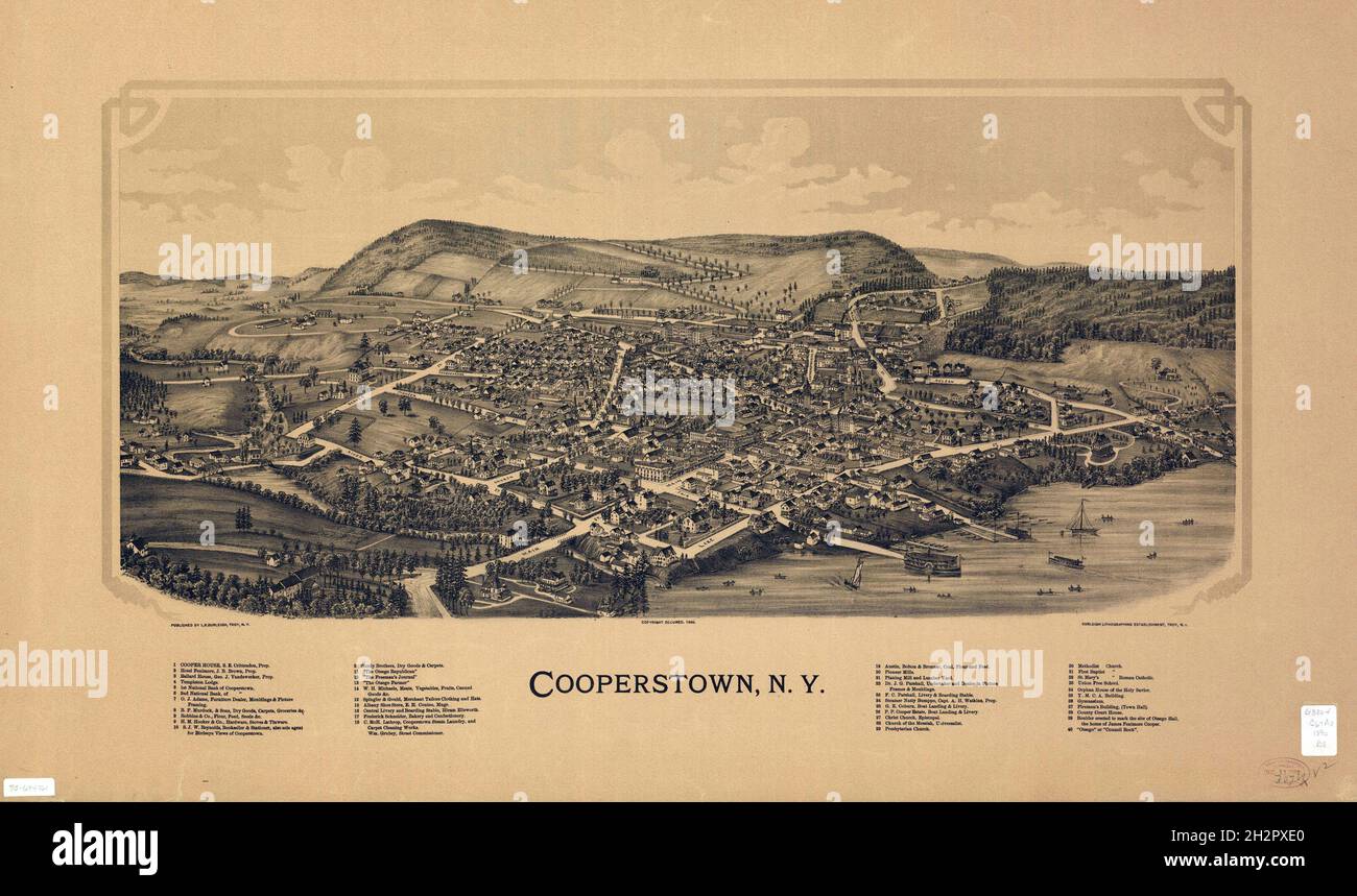 Illustration of a 19th century engraving of the Cooperstown Village in ...