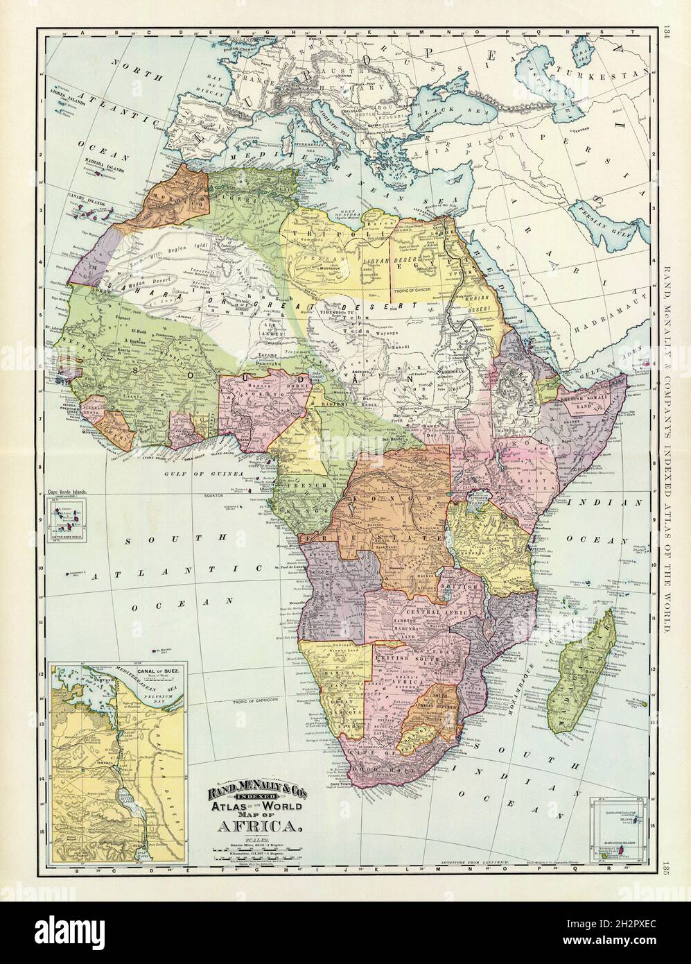 Illustration of the old 19th-century map of Africa Stock Photo - Alamy