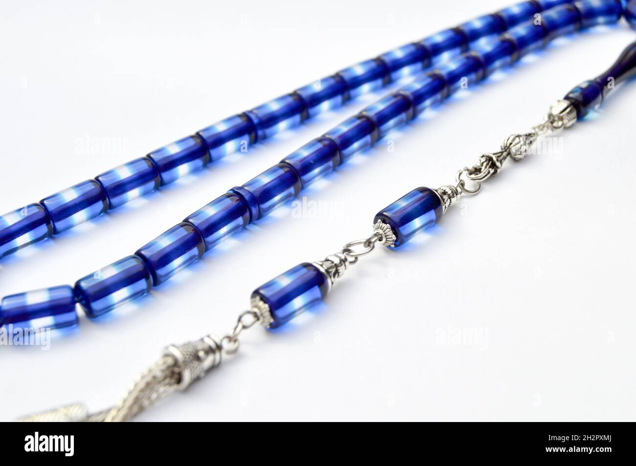 Blue and silver beads sequenced, short rosary, tespih tesbih, an ...