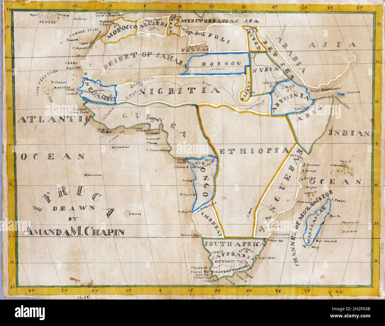 Vintage map of Africa. / Chapin, Amanda / 1832 Stock Photo - Alamy