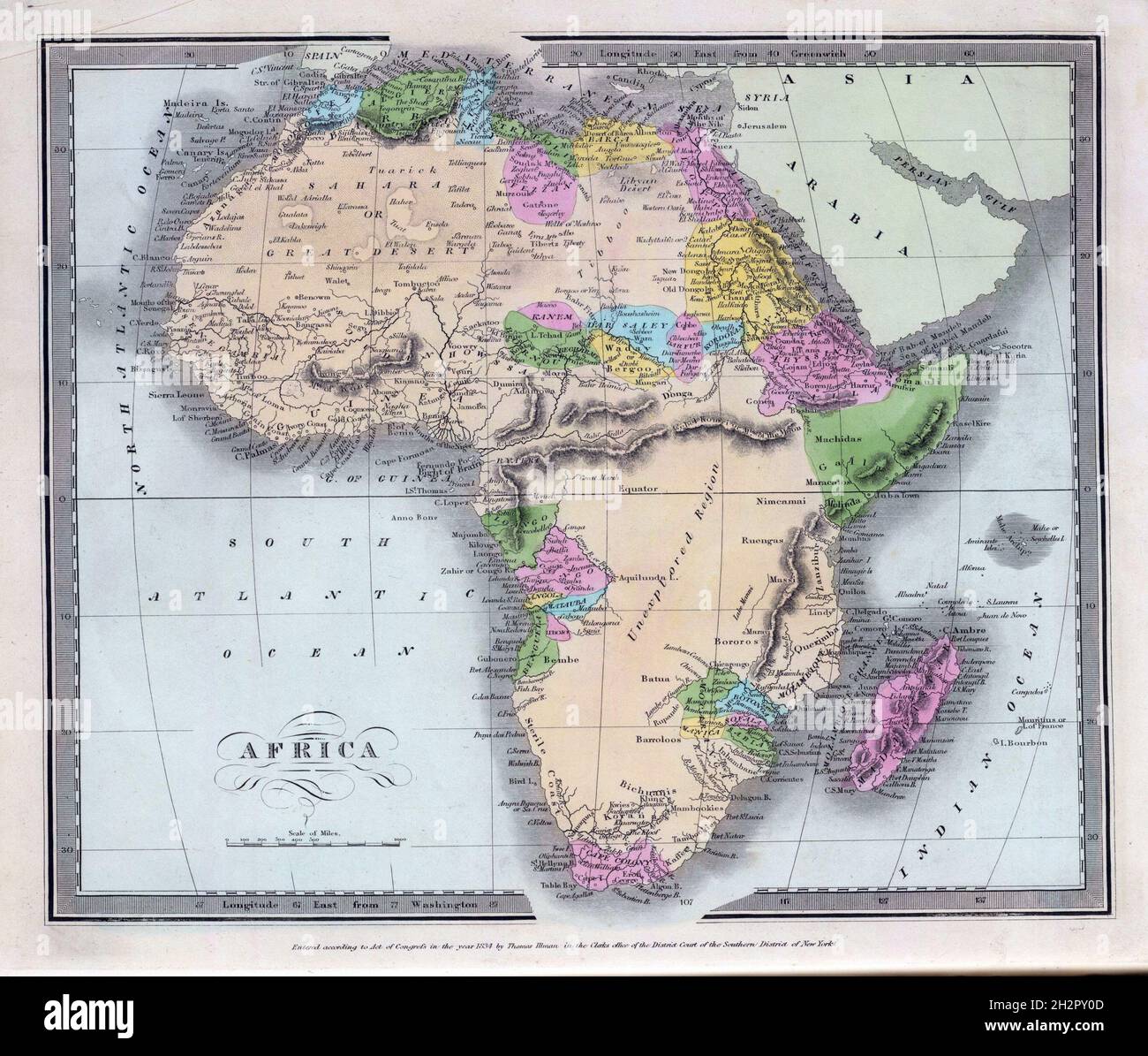 Beautiful early map of Africa notes a speculative Lake Maravi and ...
