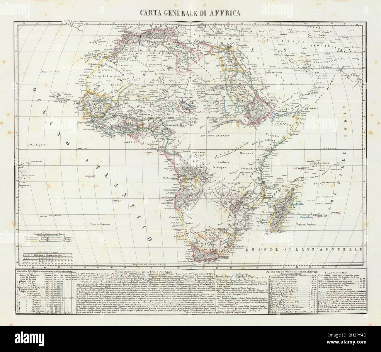 Illustration of the old 18th-century map of Africa Stock Photo - Alamy