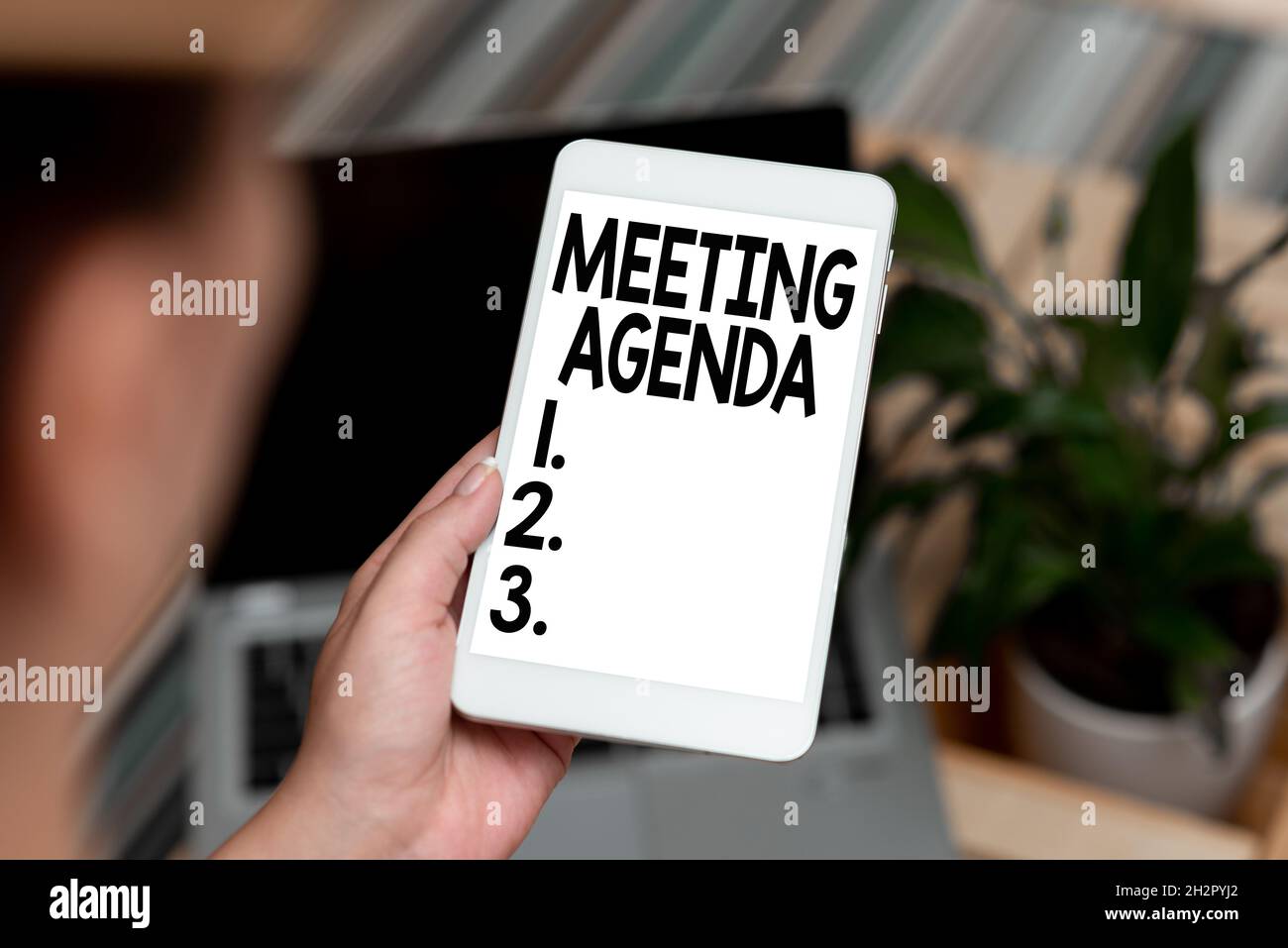 Sign displaying Meeting Agenda. Internet Concept items that ...