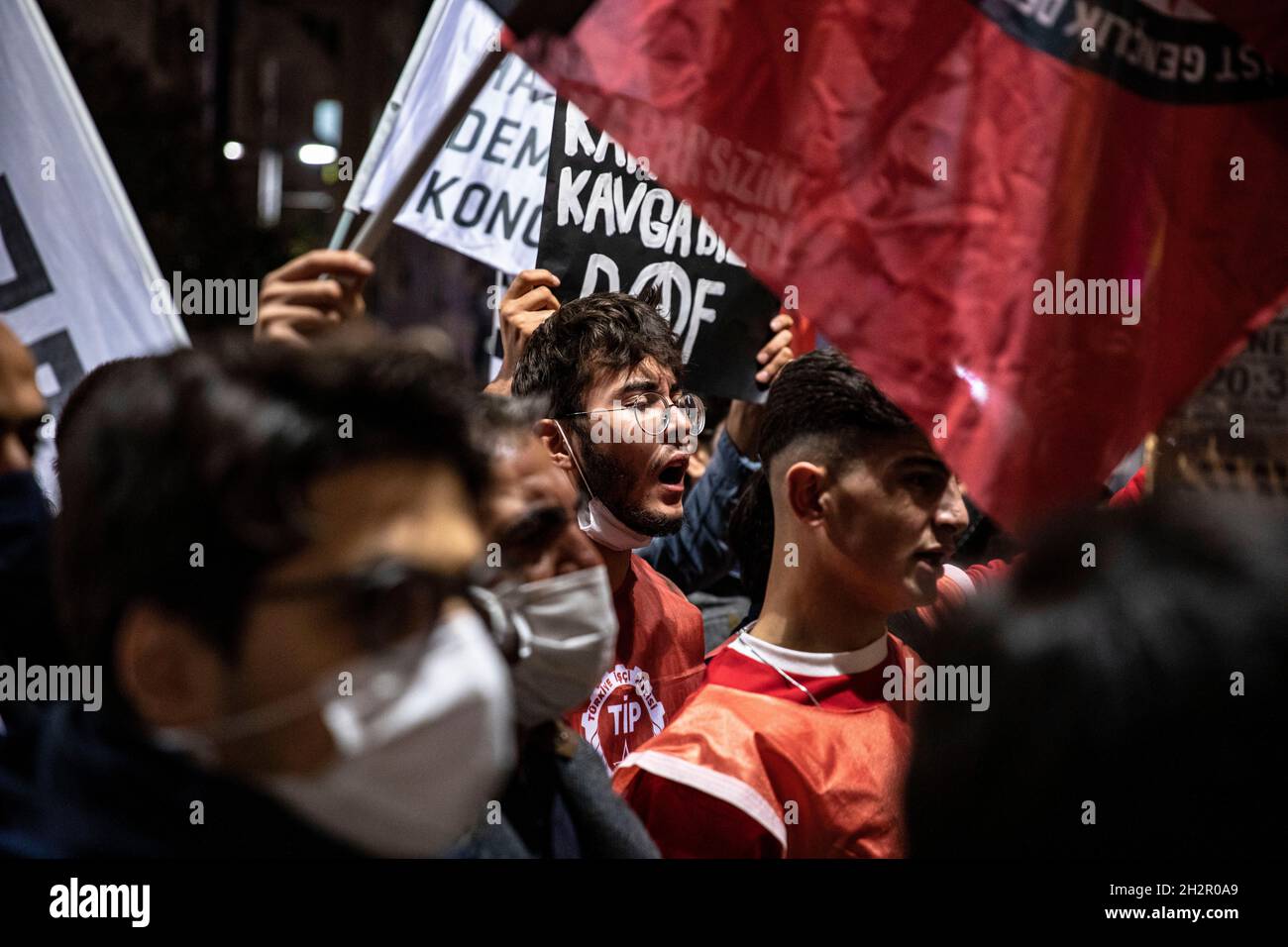 An activist chanting slogans during the Suruc attack protest.In the ...