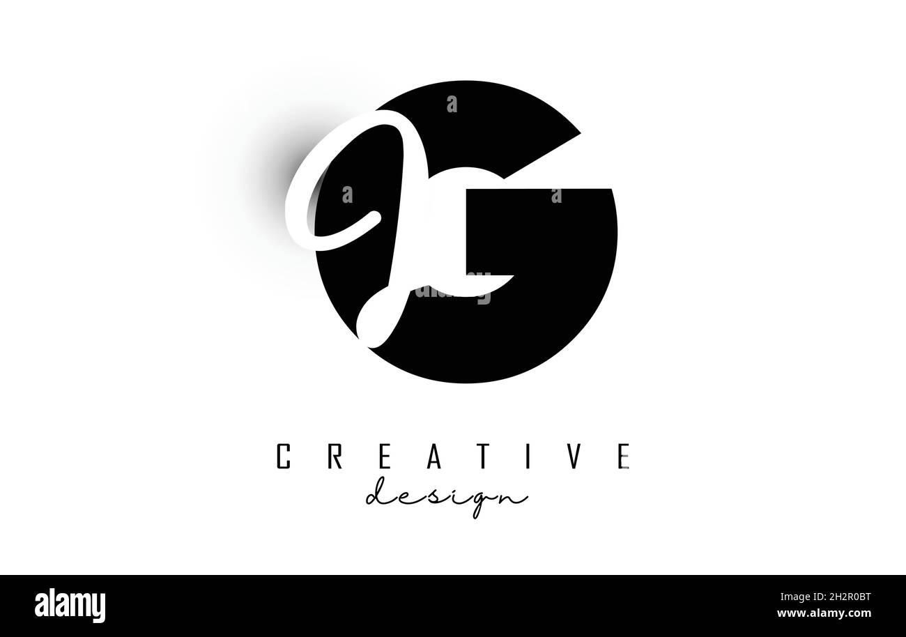Letters GJ logo with a minimalist design. Letters G and J with ...