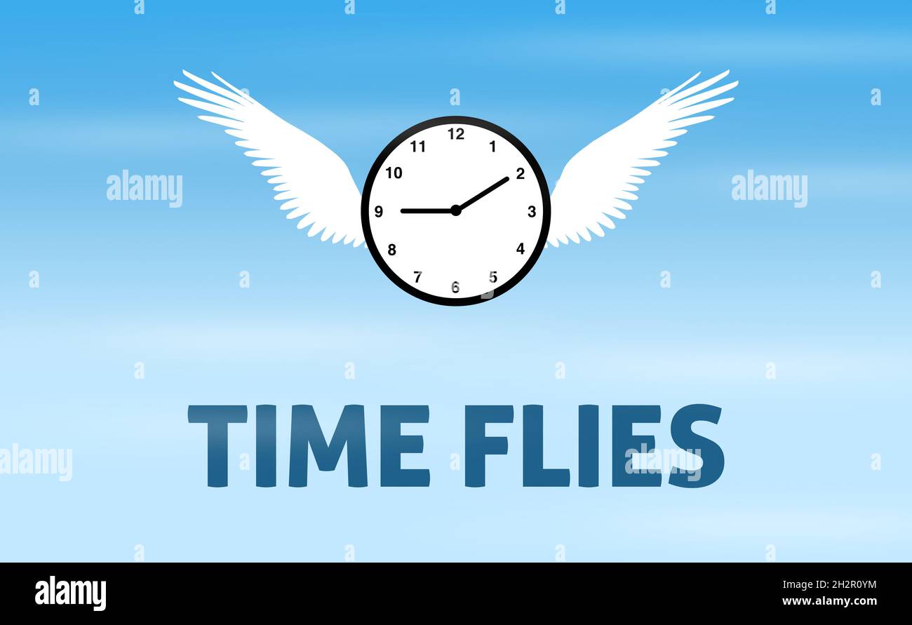 Time Flies Abstract Background with Clock in the Bright Blue Sky ...