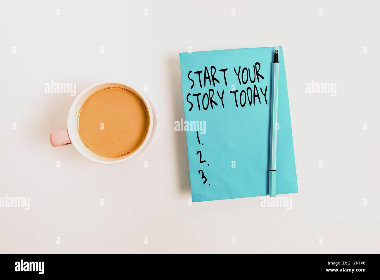 Conceptual caption Start Your Story Today. Internet Concept work hard ...