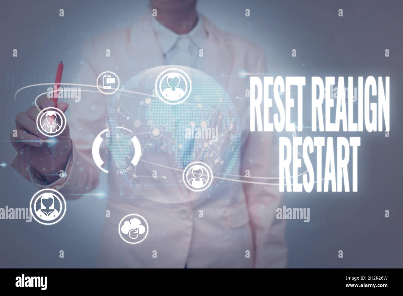 Conceptual display Reset Realign Restart. Concept meaning Life audit ...