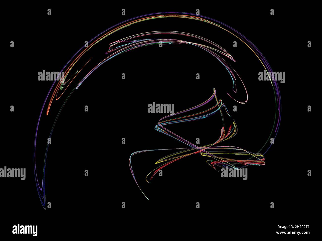 color graphic drawing on a black background, flower, abstract design ...